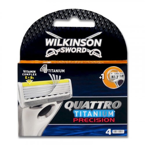 Rakhyvel Quattro Titanium och nio rakblad från Wilkinson Sword.